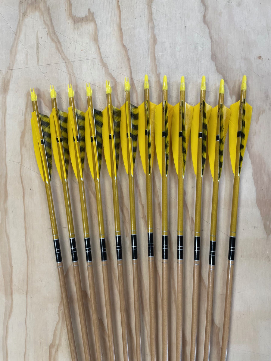 45-50# Eagle arrows, yellow , Sitka Spruce – Raptor Archery