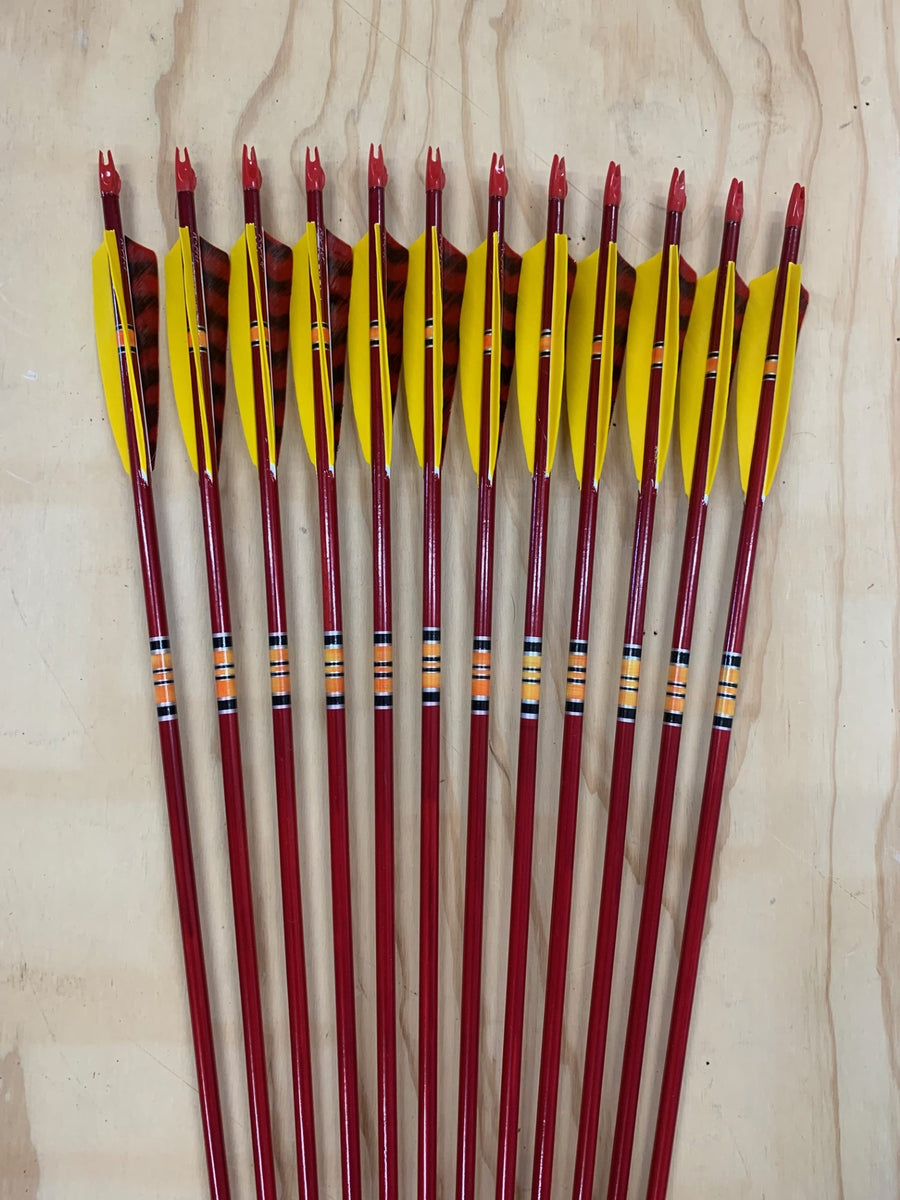 50-55# Eagle arrows, red with yellow – Raptor Archery