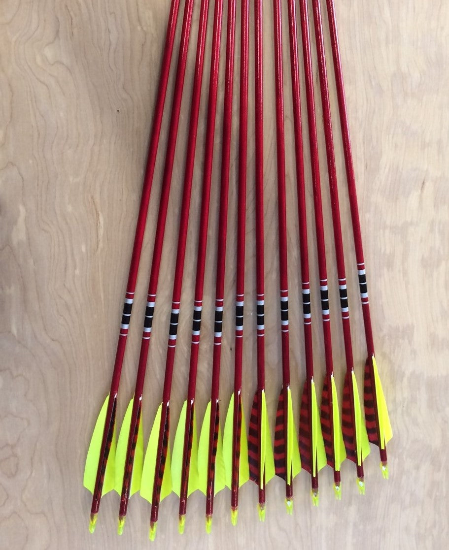 60-65# Eagle Arrows – Spruce, Red – Raptor Archery